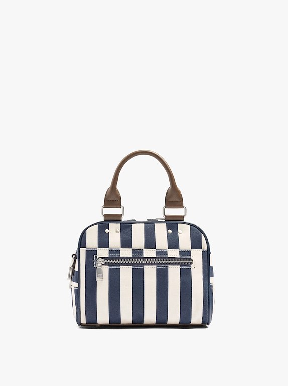 STRIPED BOWLING BAG WITH CROSSBODY BAG