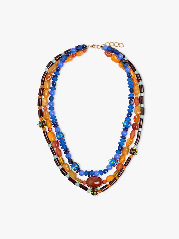 MULTI-COLLAR WITH GLASS AND RESIN BEADS