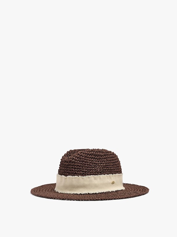 HAT WITH PAPER STRAW EFFECT AND FABRIC BAND