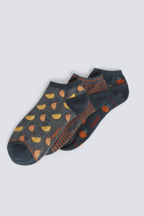 3er-Pack orangefarbene knöchelhohe Socken