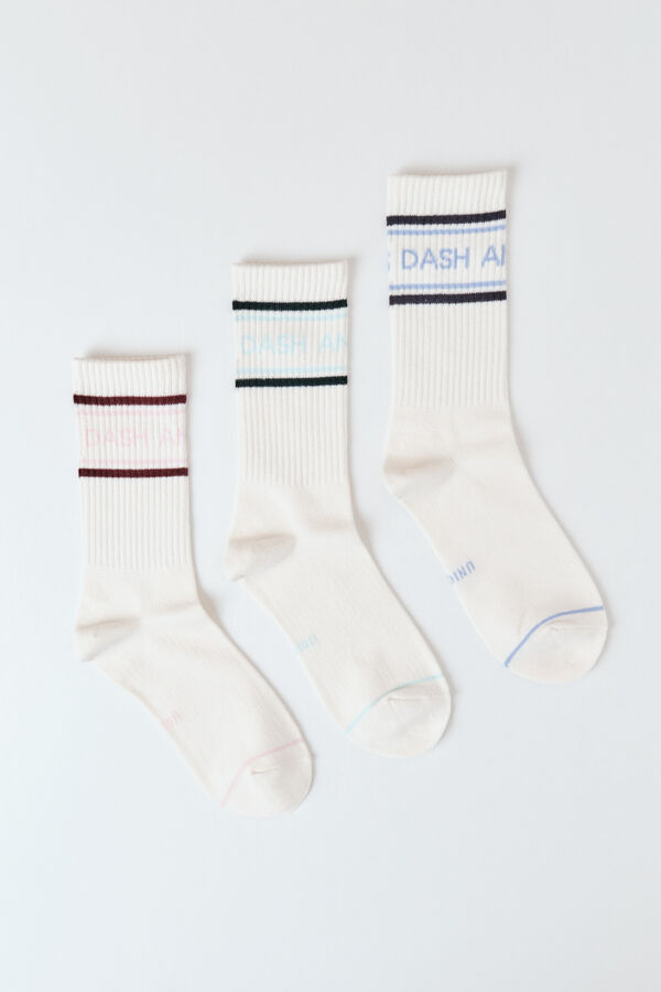 3er-Pack lange Baumwollsocken mit Logo