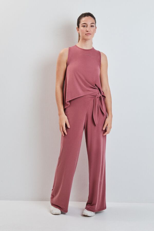 Granatrote soft touch Palazzo-Hose lang