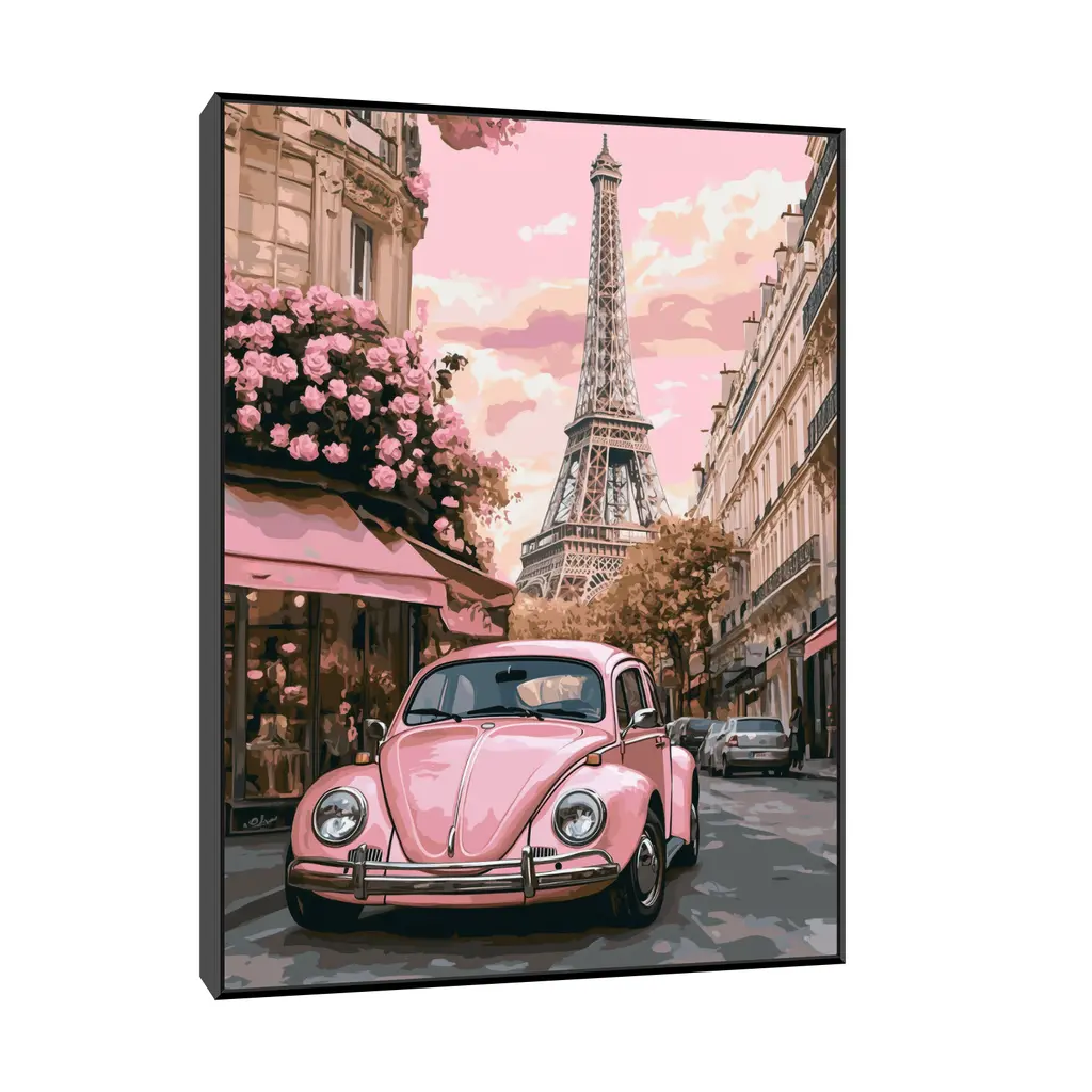 Canvas Slika na platnu Pink Paris, 75x100cm, Sa ramom, Crni