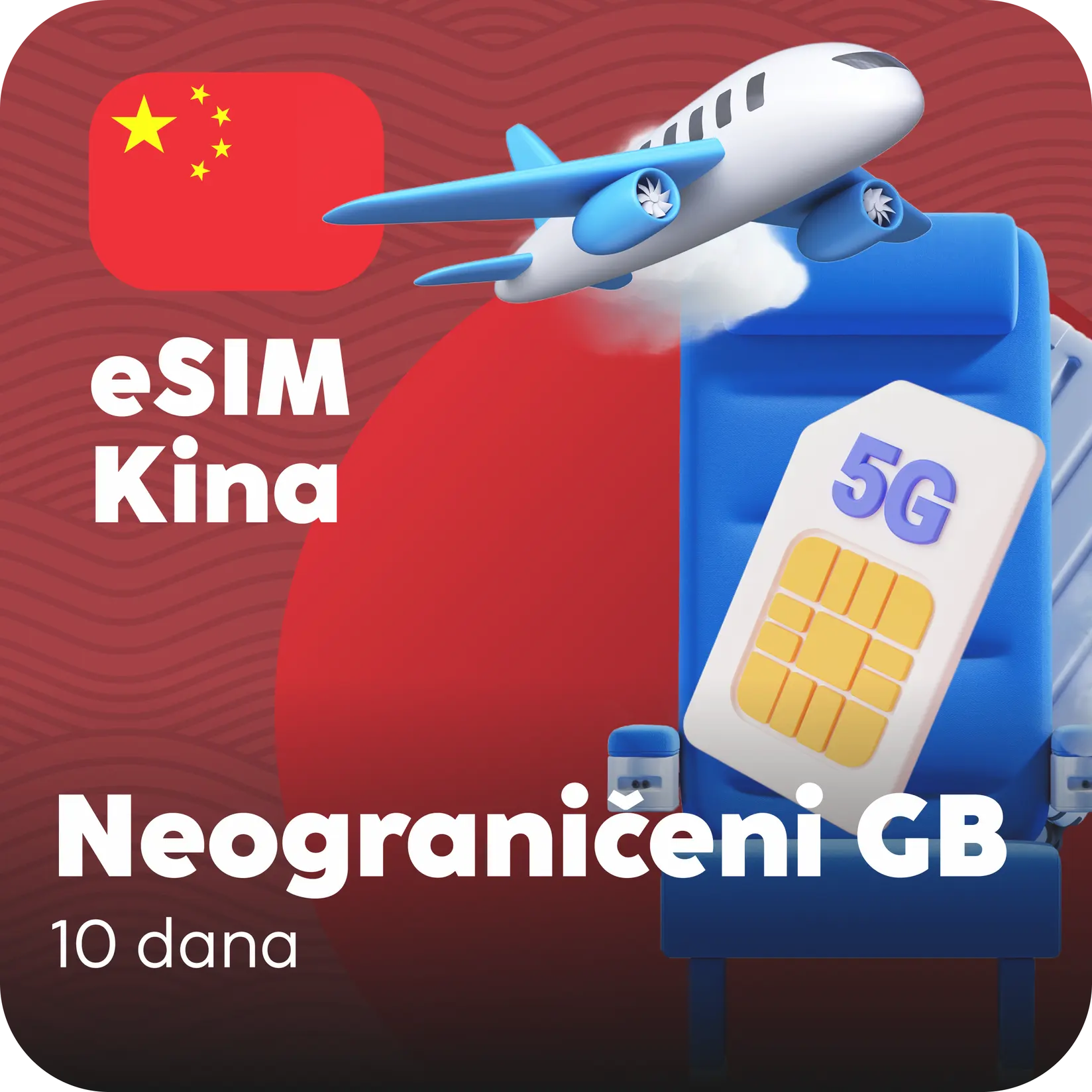Kina eSIM kartica - Neograničena količina prepaid mobilnih podataka za 10 dana