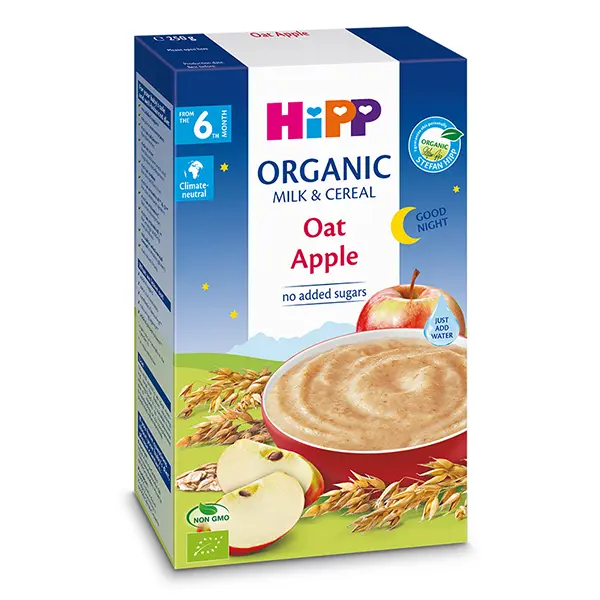 HIPP Organic Instant mlečna kaša, Za laku noć ovas i jabuka 6M+, 250g