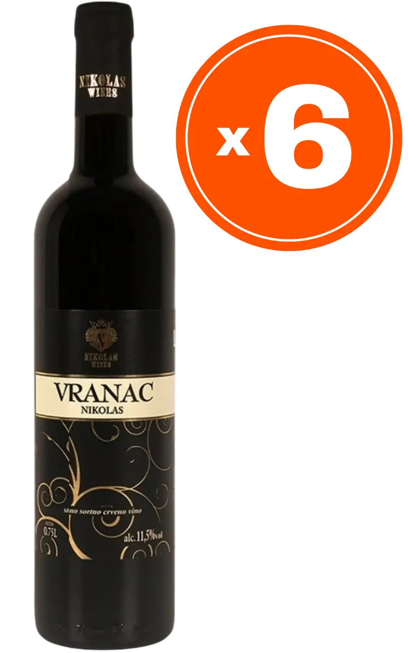 Nikolas Wines Vranac Crveno vino, 0.75l, 6 komada