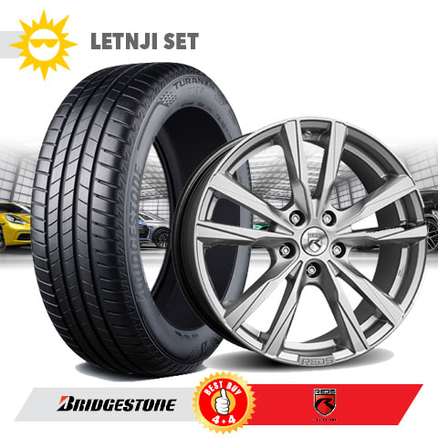 205/55 R16 SET BRIDGESTONE + REDS K2 HYP SIL 5/114.3 + TPMS