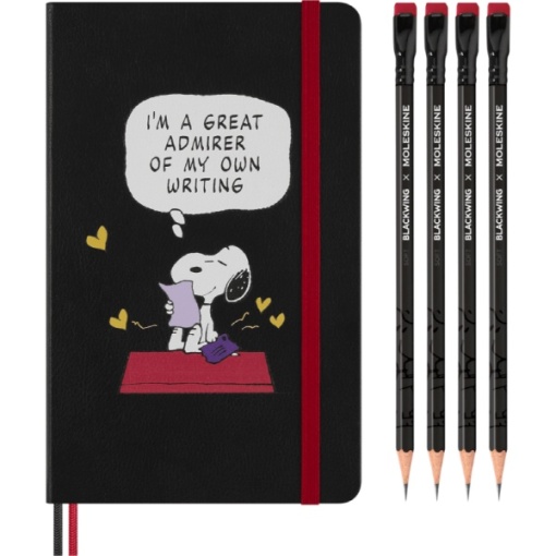Rokovnik i 4 grafitne olovke Moleskine x Peanuts Limited Edition Snoopy Pocket size