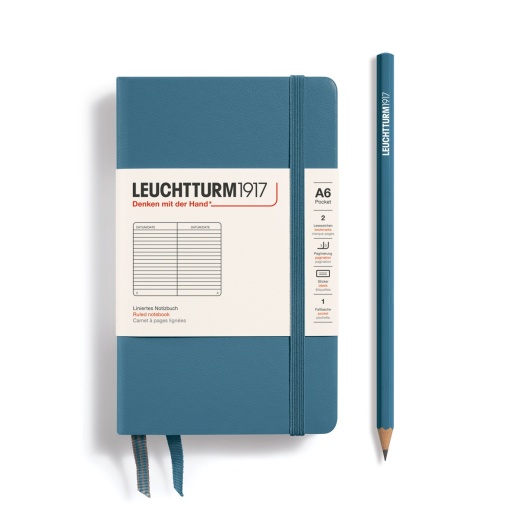 Notebook Pocket (A6), Tvrdi Povez, 187 numbered pages, Stone Blue, Linije