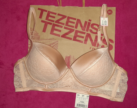 Tezenis krem saten cipka brus 80B NOVO!%