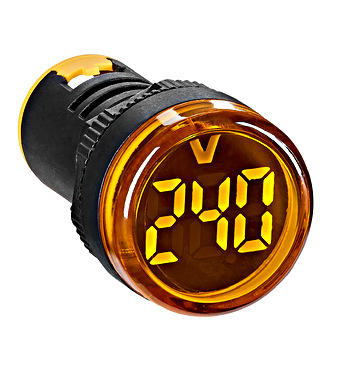 Voltmeter 22,5 mm, žuti, okrugli
32