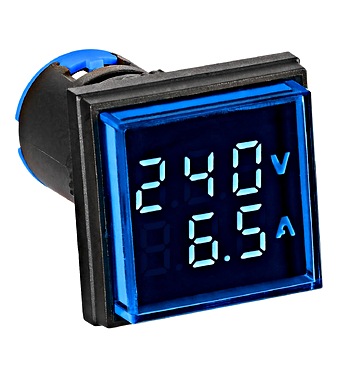 Volt/ ampermetar 22,5 mm, 50–500 V, 0–100 A AC, plavi
53