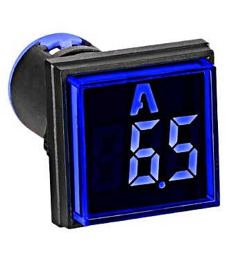 Ampermetar, 22,5 mm, 0–100 A AC, plavi, kvadratni
49