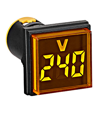 Voltmeter, 22,5 mm, 50–500 V AC, žuti, kvadratni
48