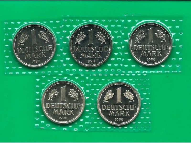 Nemačka 1 Marka 1998 Set ADFGJ UNC