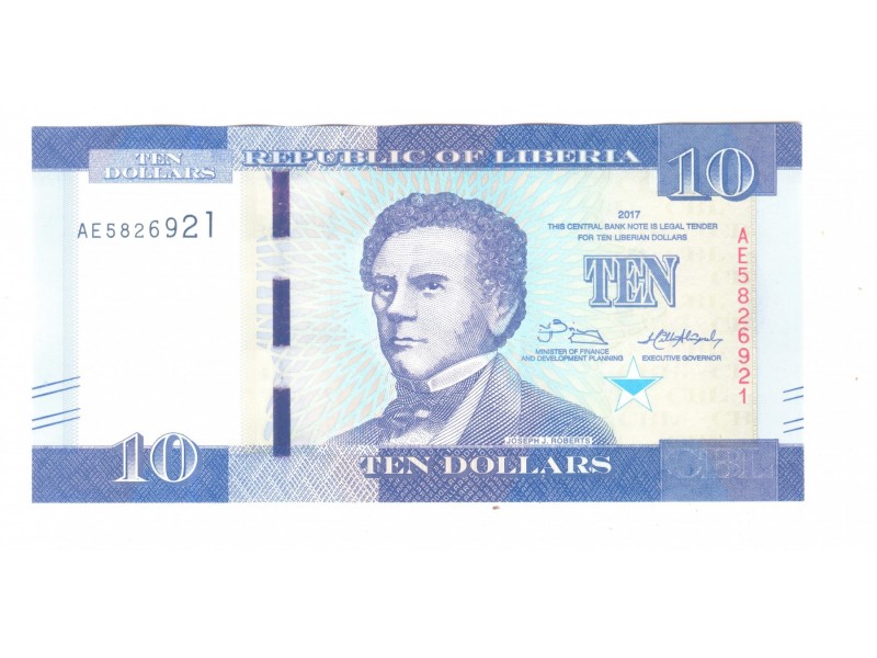 Liberija 10 dolara 2017 UNC