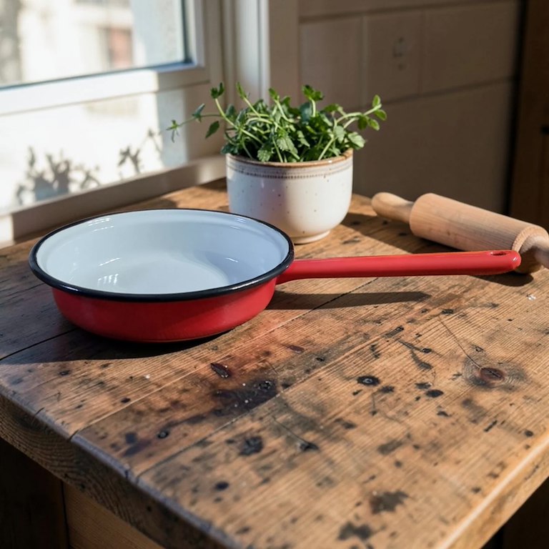 Tiganj emajlirani 18cm crveni 100273