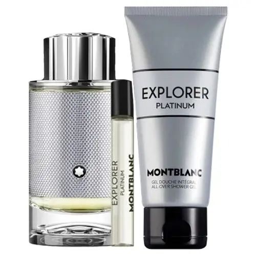 Montblanc Muški parfemski set Explorer Platinum, EDP, 100 ml + Mini 7.5 ml + Gel za tuširanje, 100 ml