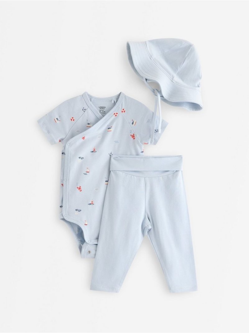 Set bodi, helanke i šeširić – 3-piece baby starter kit
