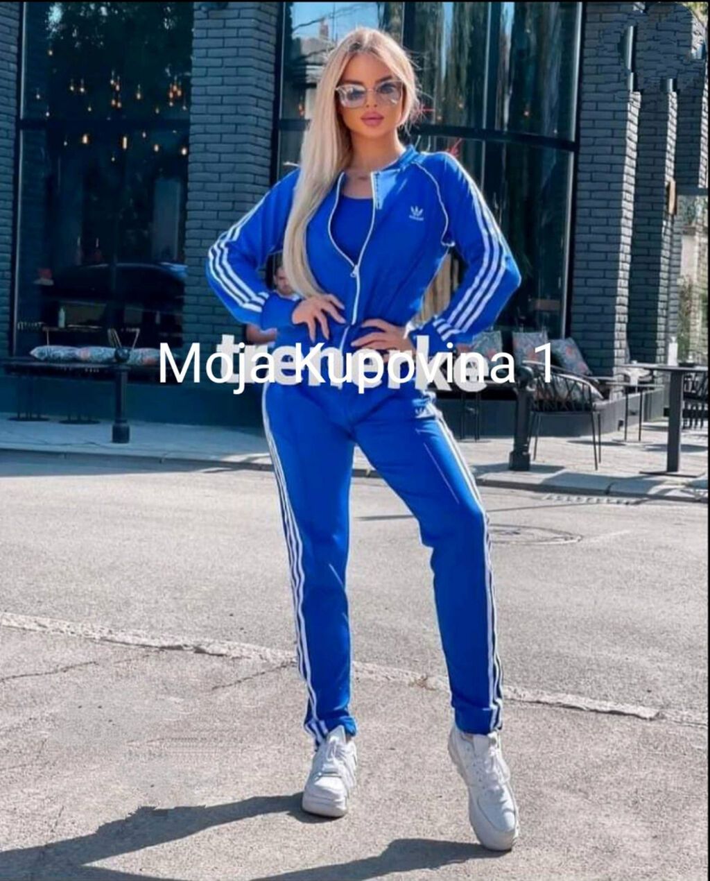 Adidas ženska trenerka retro kraljevski plava NOVO Novo Mokra likra