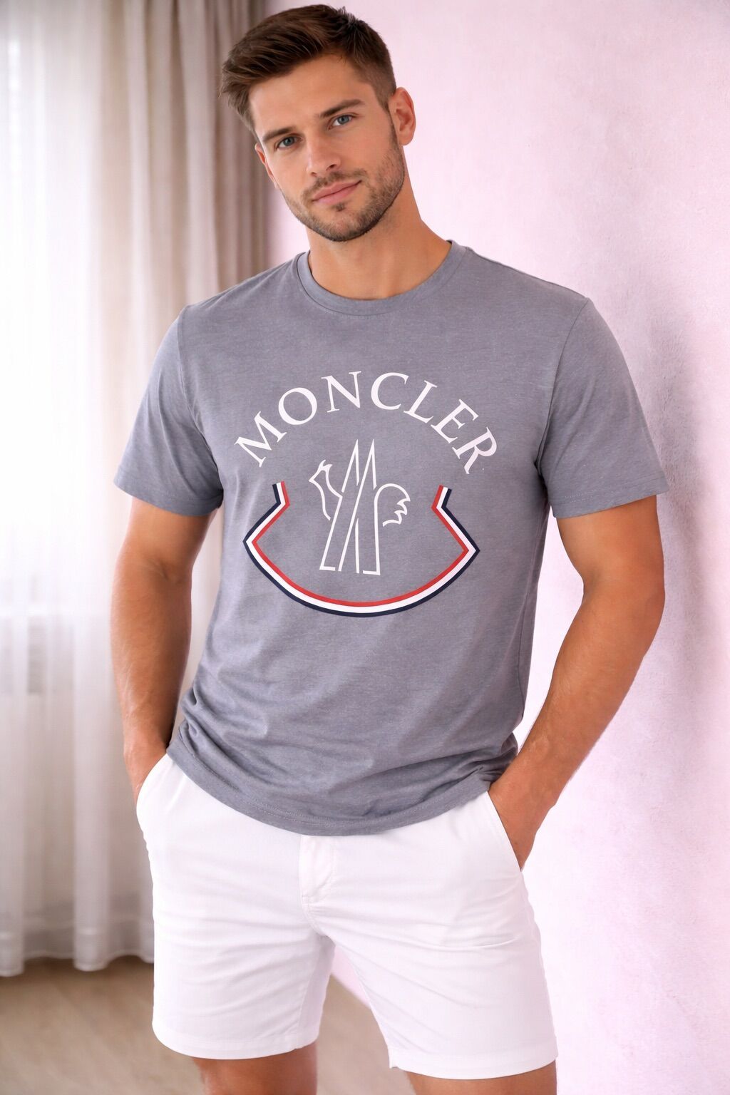 Men's T-shirt Moncler, bоја - Siva