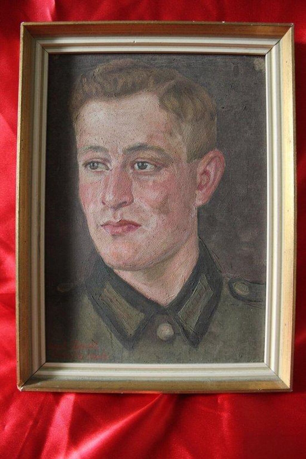 PORTRET AUSTRIJSKOG VOJNIKA, 19,5X26, ULJE NA LESONITU, 1943 | Stari