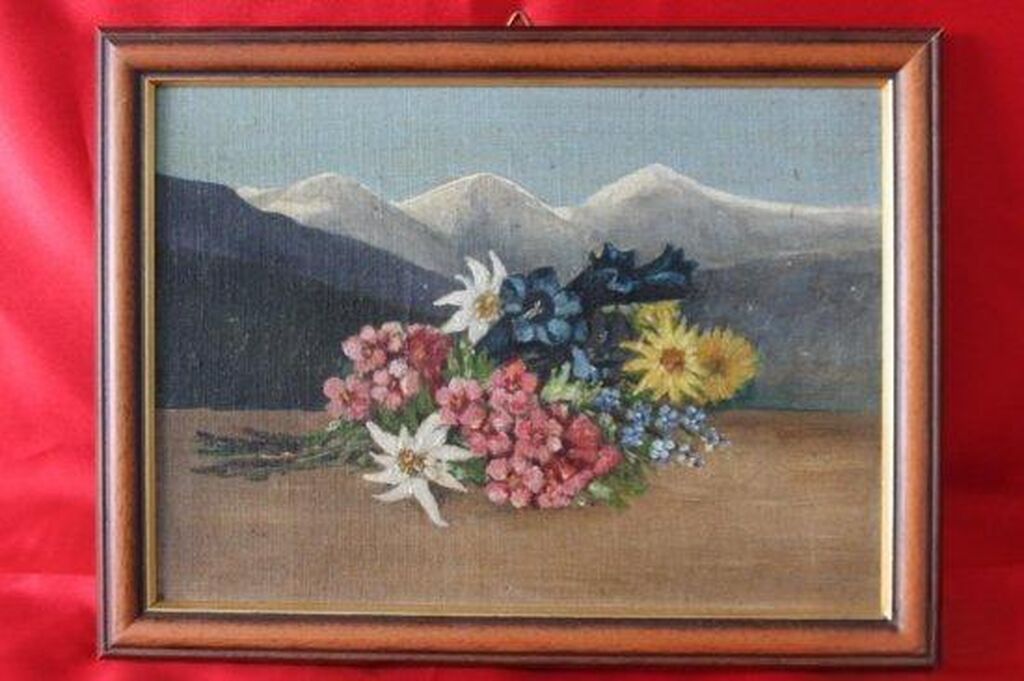 SLIKA BERGE UND BLUMEN I, 100 GODINA STARA, 27,5 X 21 | Slika \Berge