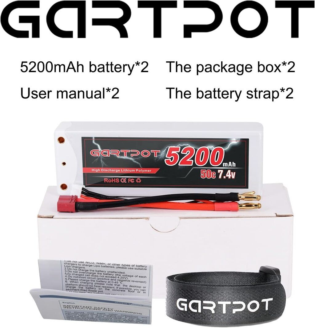 GARTPOT LiPo baterije za RC modele – set - Kapacitet: 5200 mAh po