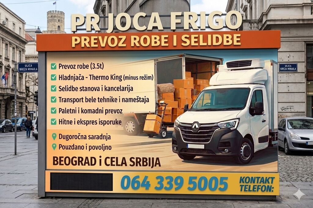 Usluge transporta i selidbi – PR JOCA FRIGO - Prevoz robe do 3,5 t -
