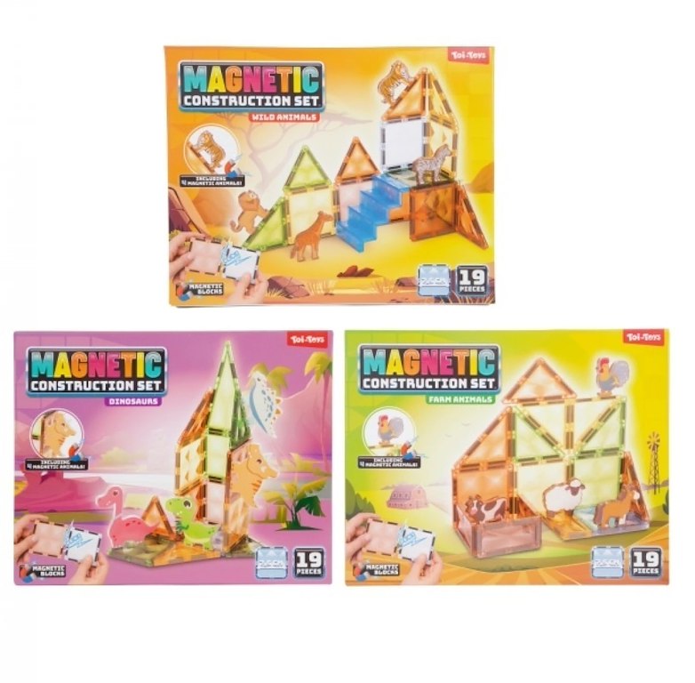EDUKATIVNI SET CONSTRUCTION MAGNET PANELS ANIMALS 19PRT 3ASS 31600Z