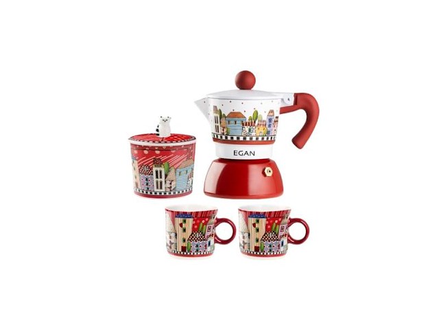 Set Moka Coffee set 4 - Paese Mio, Red