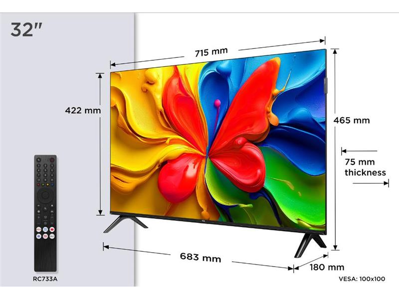 Televizor TCL 32S4K/QLED/32"/HD/60Hz/Google TV/crna