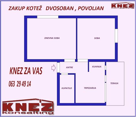 Kotež-Centar, 2,0, 50m2, namešten, useljiv