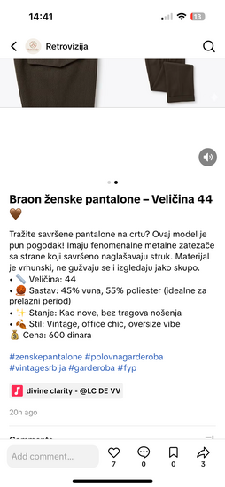 Ženske pantalone 38 100% VUNA