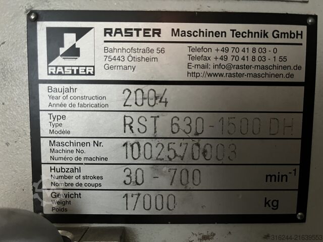 Automatska mašina za probijanje
RASTER RST 630 - 1500 DH