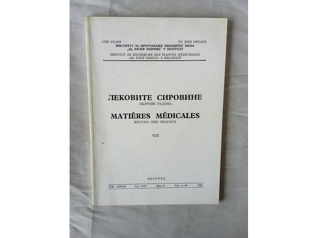 Lekovite Sirovine-Broj 8-1989