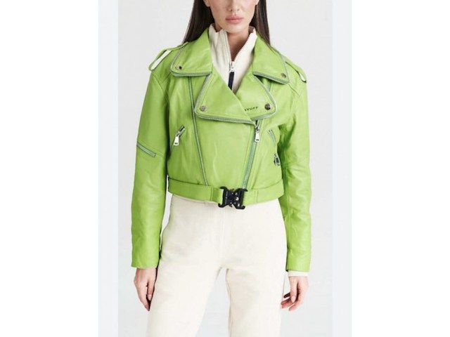 MANGO Original Biker Jakna - 100% Pamuk - Limeta Zelena