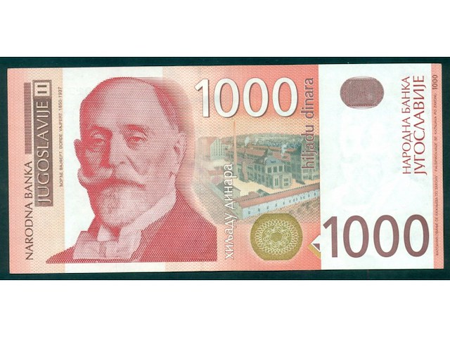 1000 dinara 2001 -Jugoslavija-Retko!! -UNC