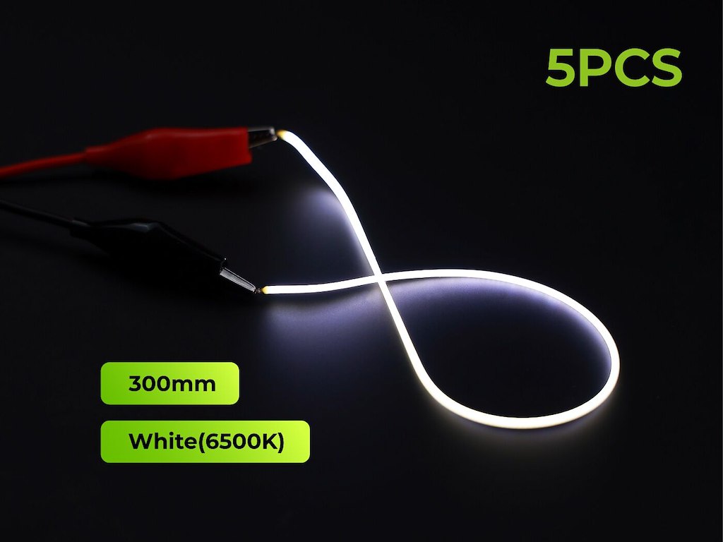 Double Ended COB LED Strip – White(6500K) 300mm