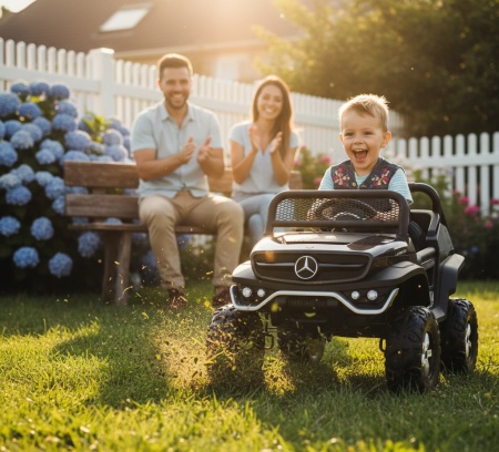 Dečiji auto Dvosed na akumulator Mercedes-Benz Unimog 318 crni