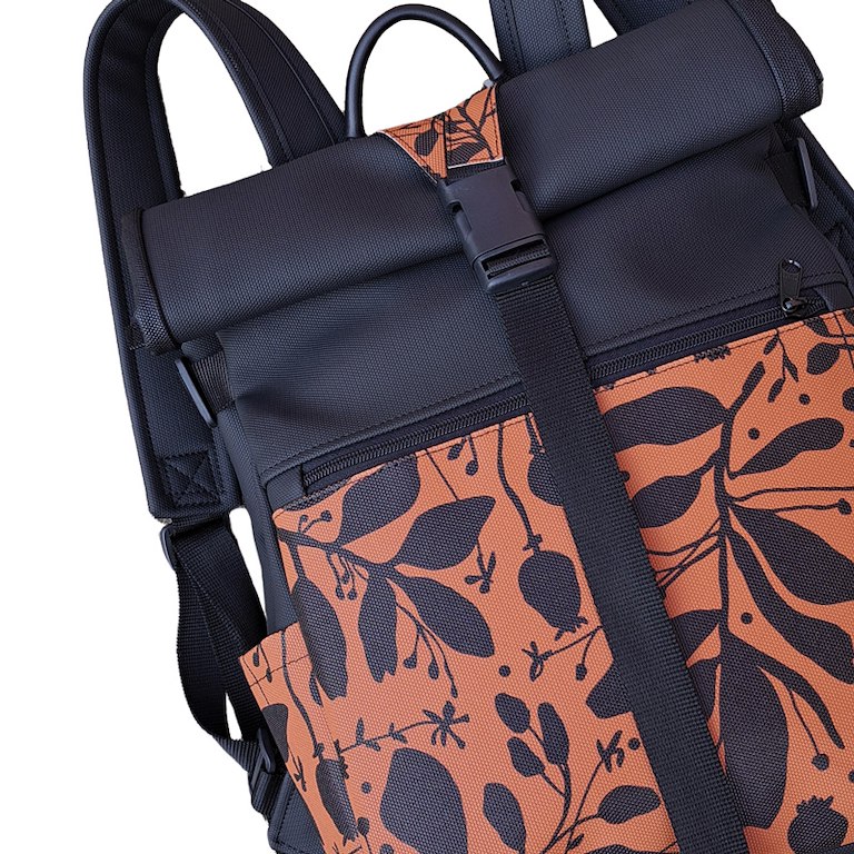 RollTop Waterproof Backpack Orange Leaves