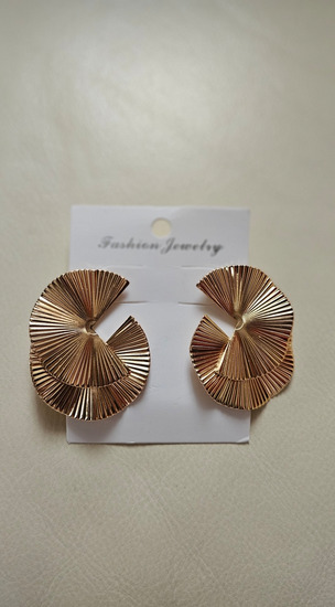 Circle fan spiral gold stud minđuše, novo