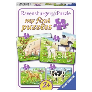Ravensburger puzzle (slagalice) - Moje prve puzzle, 4u 1, domace zivotinje