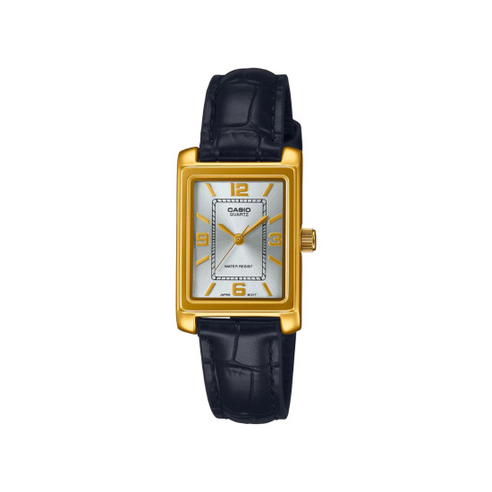 Casio LTP-1234PGL-7A2 ženski sat pravougaono kućište Gold ton kožni kaiš Black Croco
