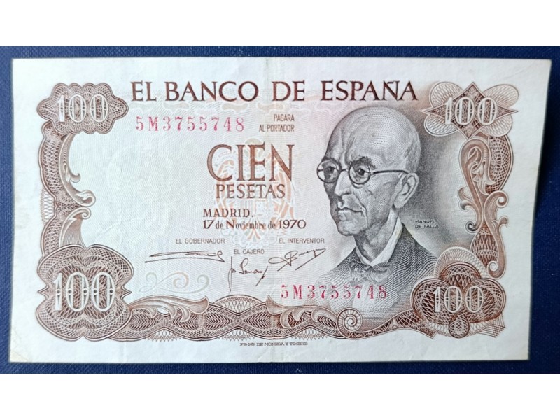 Spanija - 100 pezeta - 1970