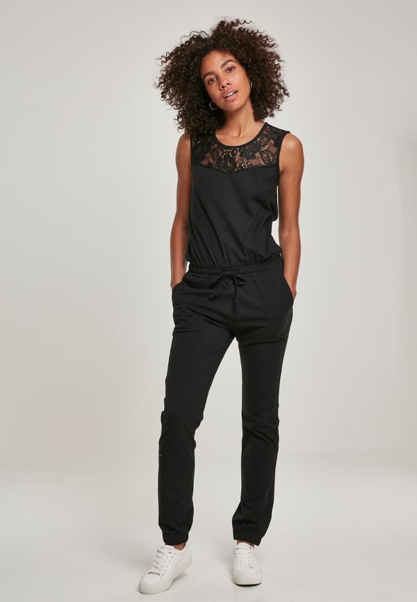 WOMEN'S JUMPSUIT WITH A BLACK LACE BLOCK