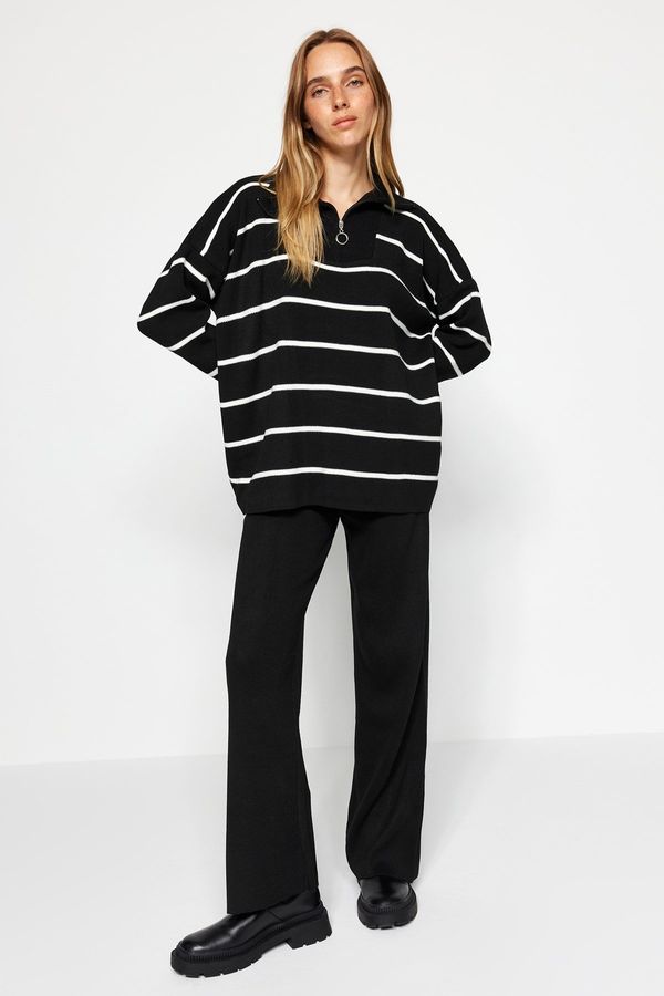 TRENDYOL BLACK WIDE FIT KNITWEAR TOP AND BOTTOM SET
