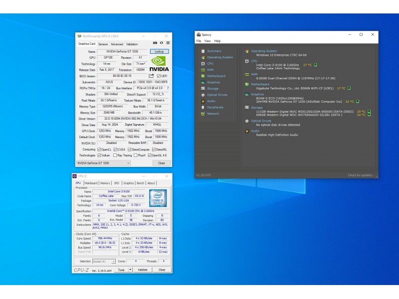 Intel Core i3-8100 (8th Gen) +8GB DDR4 + SSD + GT 1030