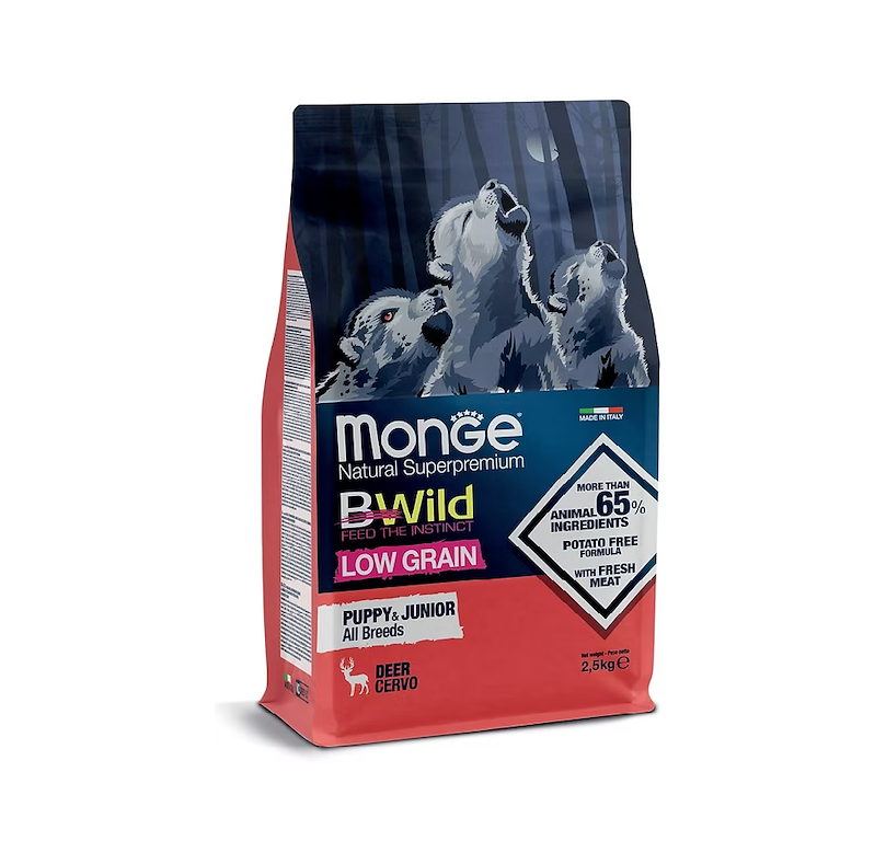 Monge BWild – Puppy & Junior jelen 2,5kg