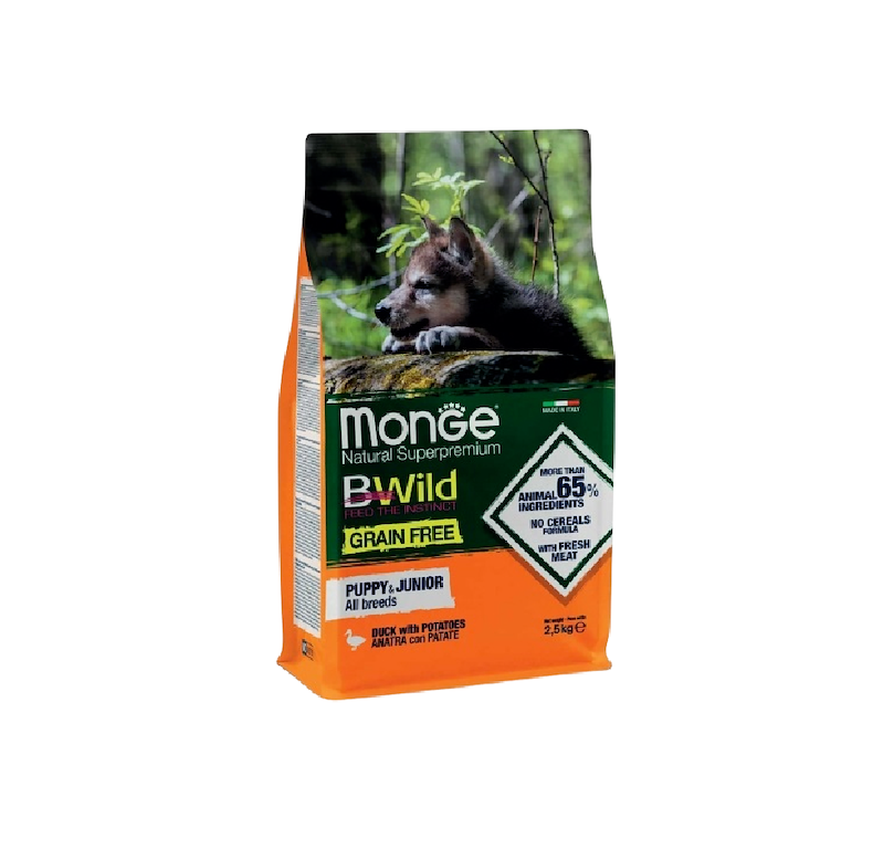 Monge BWild Grain Free – Puppy & Junior – Pačetina i krompir 2,5kg